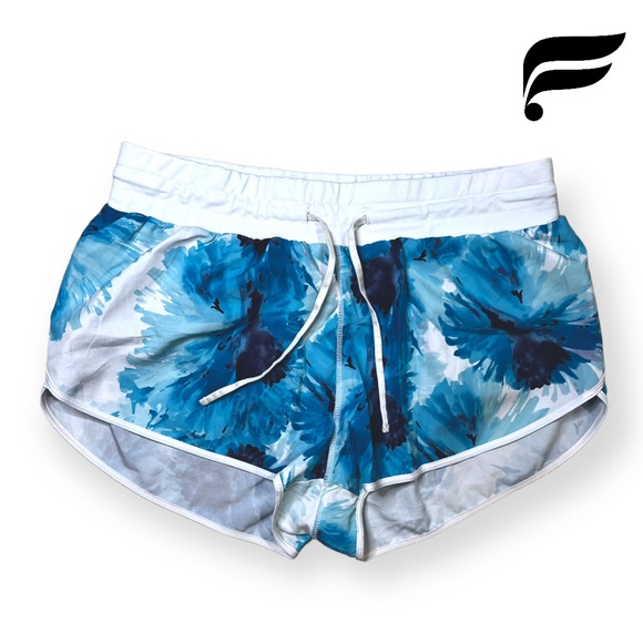 Fabletics | Shorts | Fabletics Blue Floral Watercolor Running Shorts ...